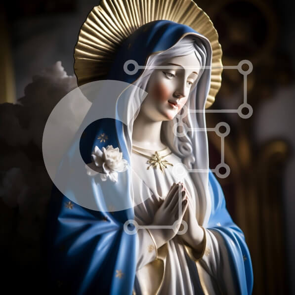 Download Blue and White Virgin Mary Statue in Prayer Stockphotos Online ...