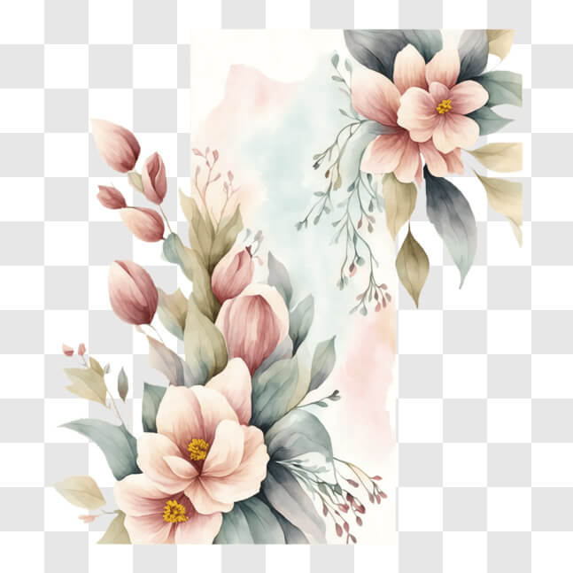 Download Watercolor Floral Design in the Shape of an L PNGs Online ...