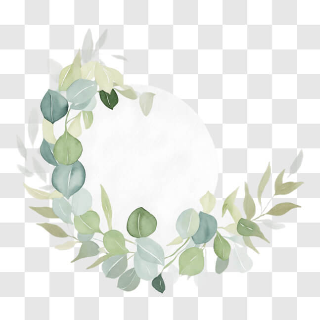 Download Green Leaves Wreath with Full Moon PNGs Online - Creative Fabrica