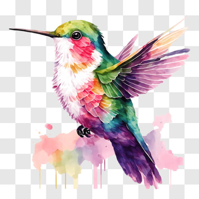 Download Colorful Hummingbird Watercolor Painting PNGs Online ...