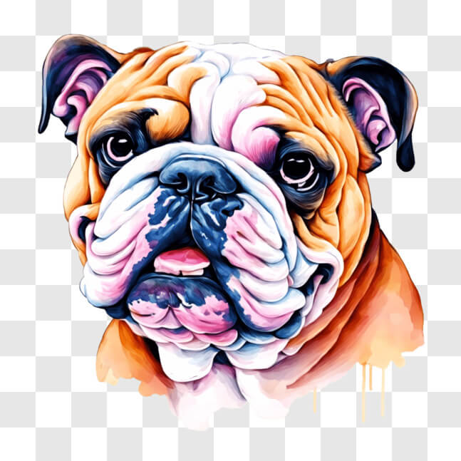 Download Colorful Painting of an English Bulldog PNGs Online - Creative ...