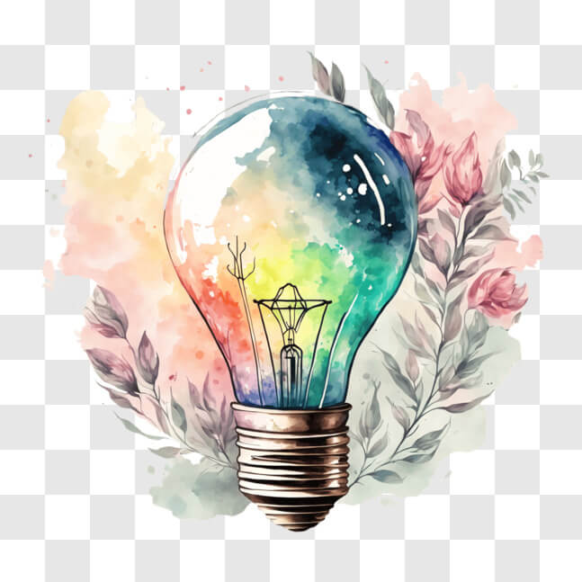 Download Creative Idea Concept - Colorful Light Bulb with Flowers and ...