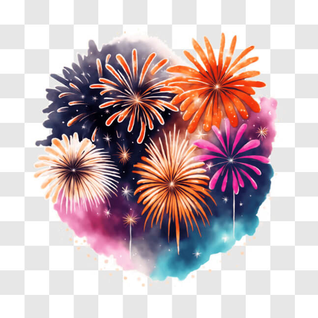 Download Colorful Fireworks in the Shape of an Upside-Down Circle PNGs ...
