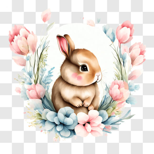 Download Bunny in Flower Arrangement Illustration for Easter PNGs ...