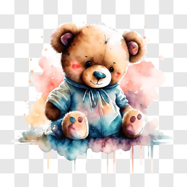 Download Abstract Teddy Bear Painting on Watercolor Splatters PNGs ...