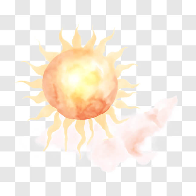 Download Floating Watercolor Sun on Clouds PNGs Online - Creative Fabrica