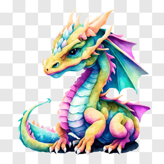 Download Colorful Dragon Sitting on the Ground PNGs Online - Creative ...