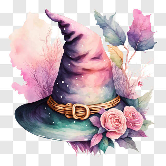 Download Colorful Witch's Hat with Roses and Leaves PNGs Online ...