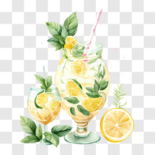 Download Refreshing Glass of Lemonade with Lime and Mint PNGs Online ...