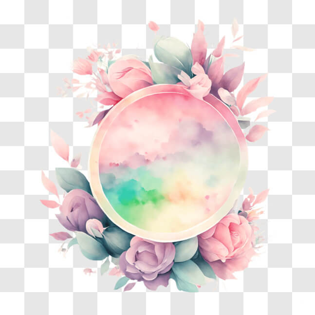 Download Watercolor Flower Frame in Pink, Purple, and Blue PNGs Online ...