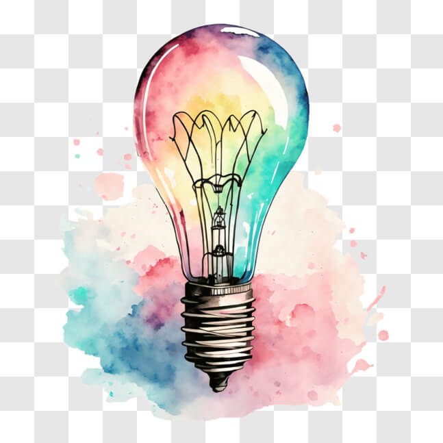 Download Abstract Light Bulb with Watercolor Splash Background PNGs ...