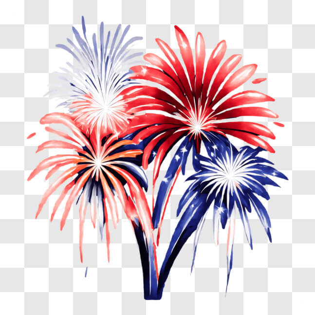Download Red, White, and Blue Fireworks Bouquet in the Air PNGs Online ...