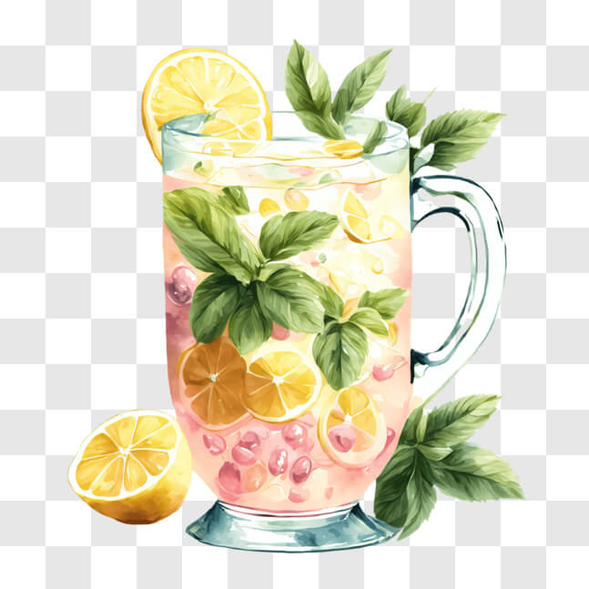 Download Refreshing Lemonade with Mint and Pomegranate PNGs Online ...
