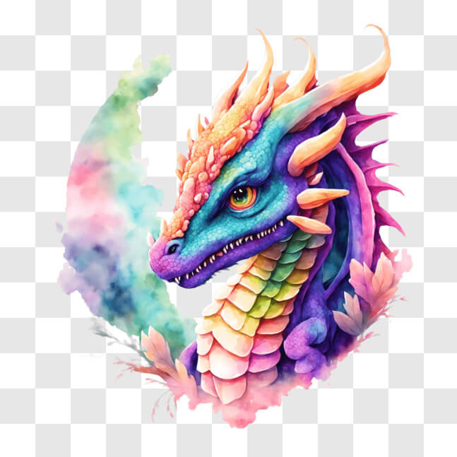 Download Colorful Dragon Head with Crescent Moon Shape PNGs Online ...