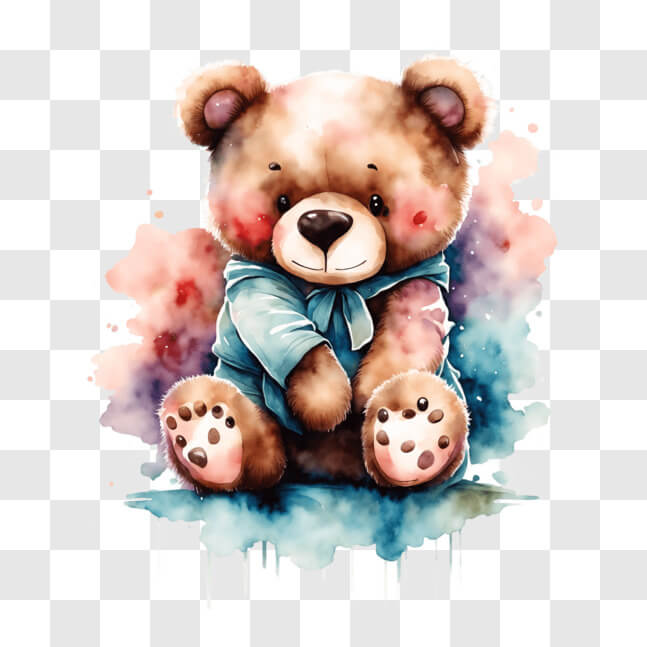 Download Abstract Teddy Bear Painting on Watercolor Splatters PNGs ...