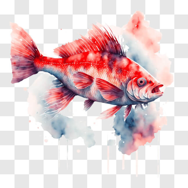 Download Red Fish with Watercolor Splashes PNGs Online - Creative Fabrica