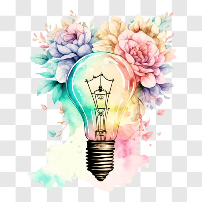 Download Colorful Floral Light Bulb - Symbol of Creativity and ...