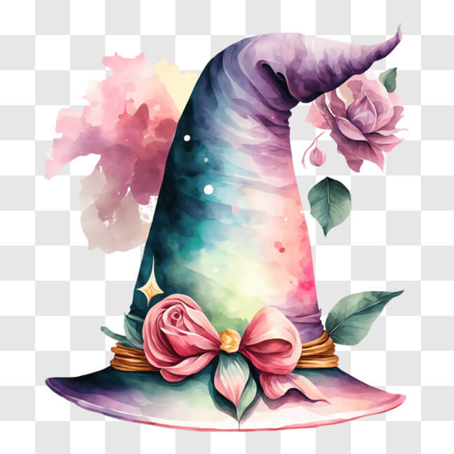 Download Colorful Witch's Hat with Roses and Flowers PNGs Online ...