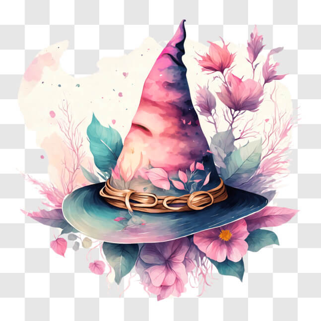 Download Colorful Witch's Hat with Pink Flowers PNGs Online - Creative ...