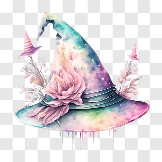 Download Colorful Witch's Hat with Floral Design PNGs Online - Creative ...