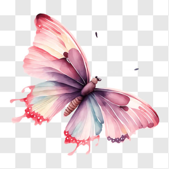Download Watercolor Butterfly Artwork in Pink, Blue, and Yellow PNGs ...