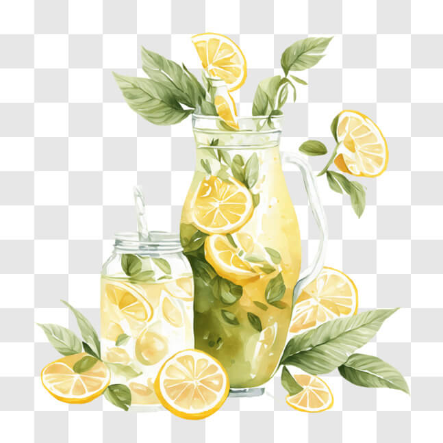 Download Refreshing pitcher of lemonade with fresh lemon slices and ...