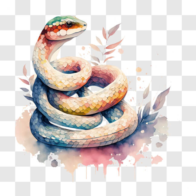 Download Colorful Snake on Watercolor Splashes PNGs Online - Creative ...
