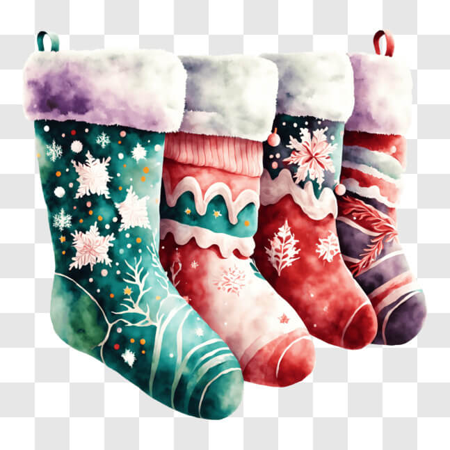 Download Colorful Christmas Stockings with Snowflakes and Decorations ...