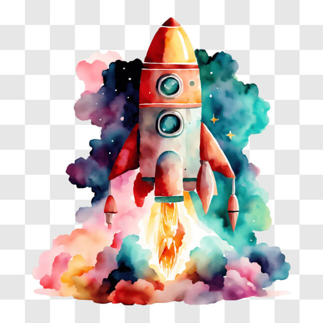 Download Colorful Rocket Ship Flying Through Clouds PNGs Online ...