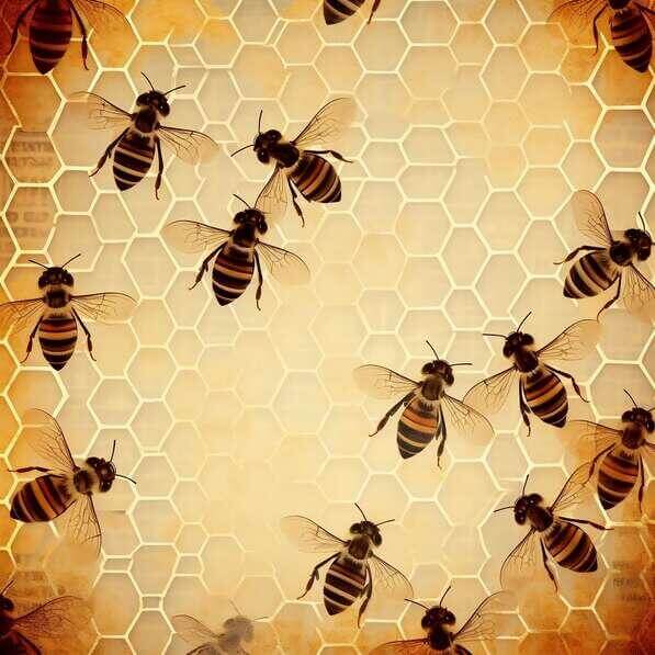 Download Group of Bees Flying Around Honeycombs on an Old-looking ...
