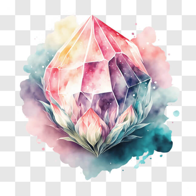 Download Abstract Painting of Colorful Crystal with Flowers PNGs Online ...