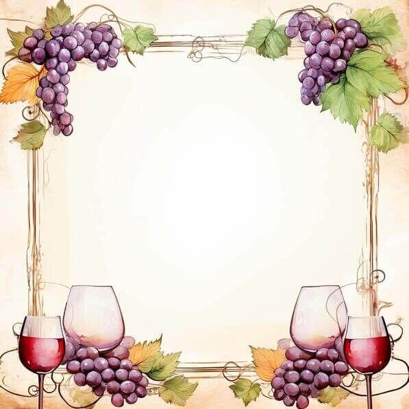 Download Rustic Wine Glasses and Grapes Frame for Wine Events ...
