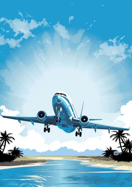 Download Blue Airplane Flying Over the Ocean Backgrounds Online ...