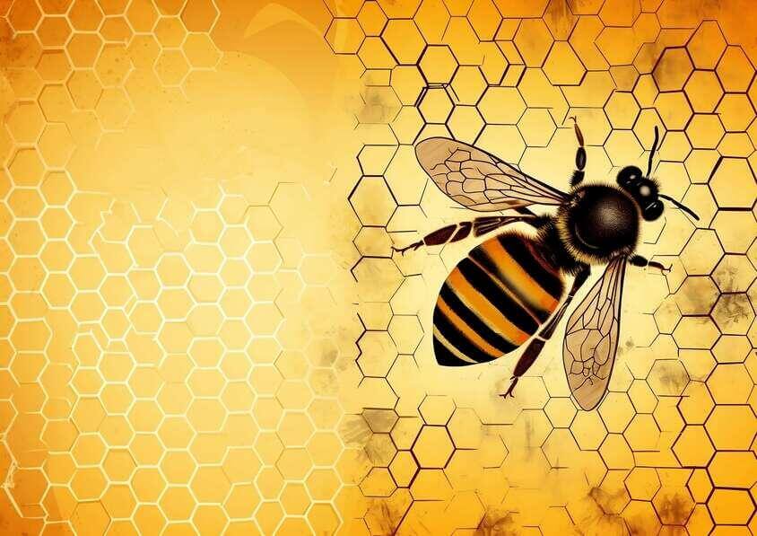 Download Bee on Orange Background with Honeycombs Backgrounds Online ...