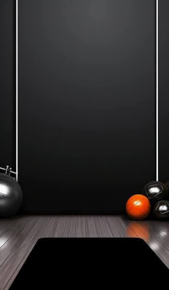 Download Black and White Fitness Room with Orange Balls Backgrounds ...