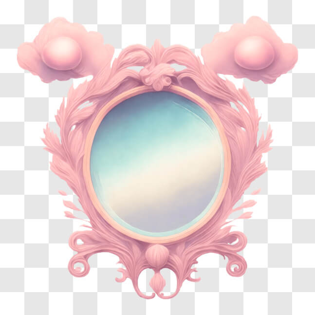 Download Ornate Mirror with Pink Frame and Cloud Reflection PNGs Online ...