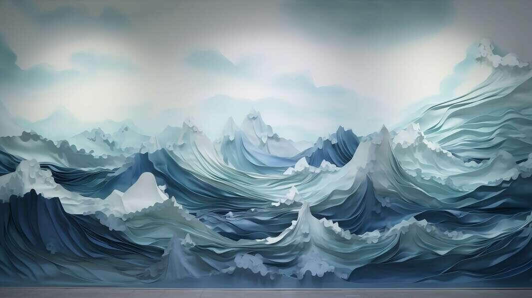 Download Ocean Wall Mural with Chairs in a Room Backgrounds Online ...