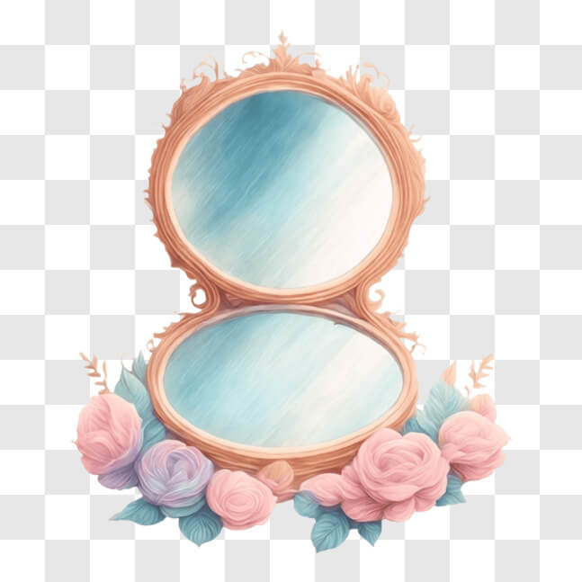 Download Ornate Mirror with Pink Roses and Flowers PNGs Online ...