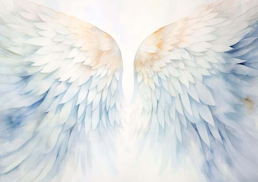 Download Abstract White and Blue Angel Wings on White Background ...