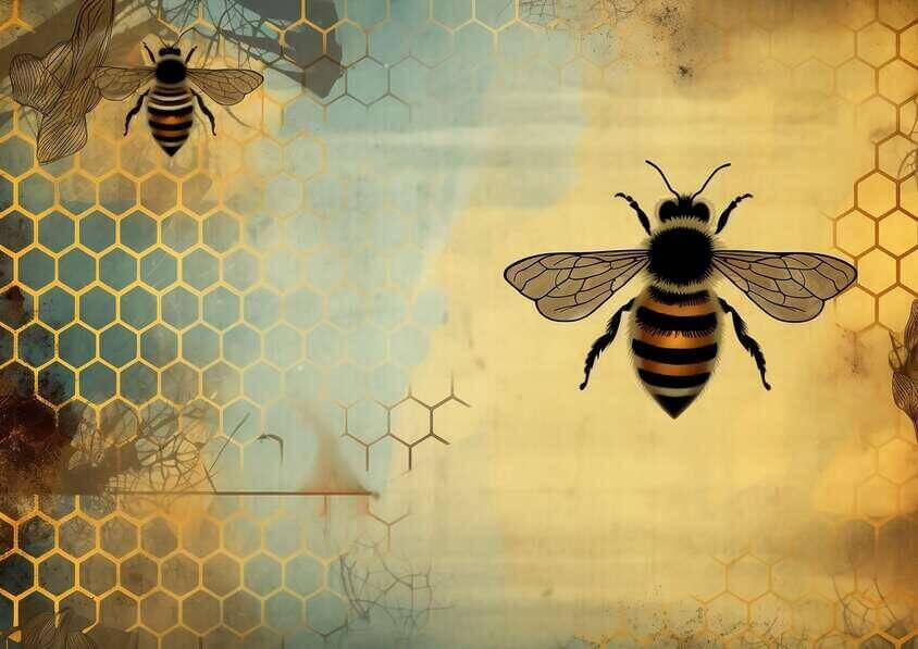 Download Close-up of Two Bees Nesting on Honeycombs Backgrounds Online ...