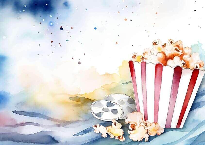 Download Popcorn and Movie Tickets Watercolor Painting Backgrounds ...