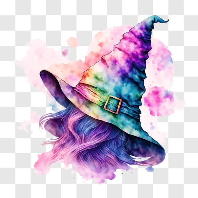 Download Colorful Witch Hat Watercolor Painting with Splashes on ...