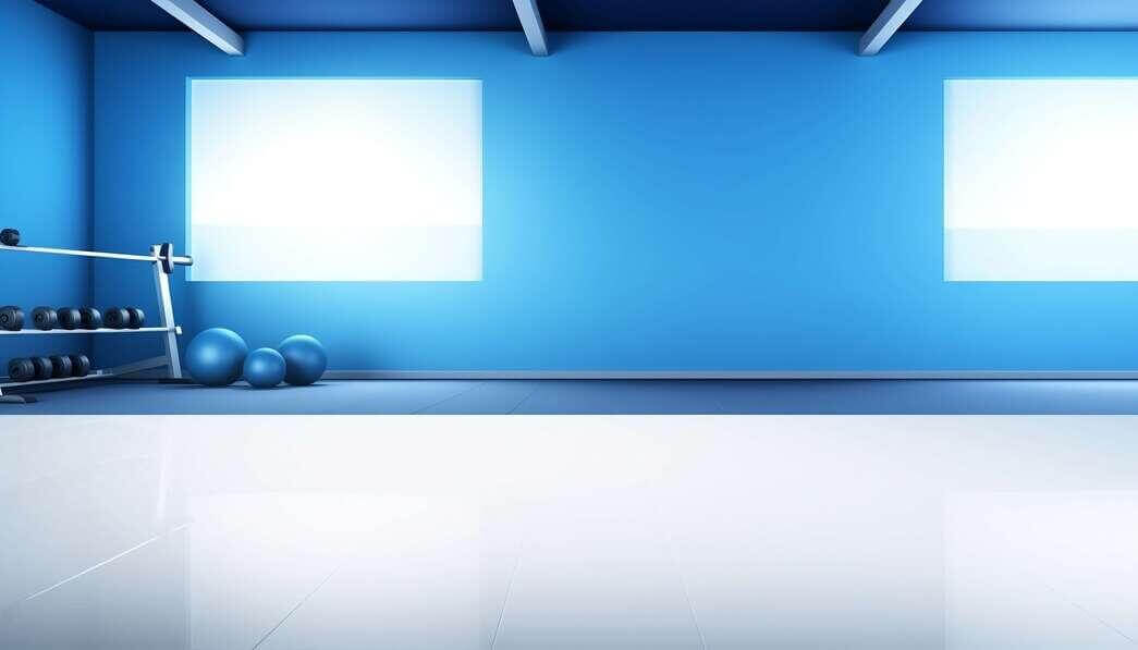Download Gym Room with Blue Walls and Dumbbells Backgrounds Online ...