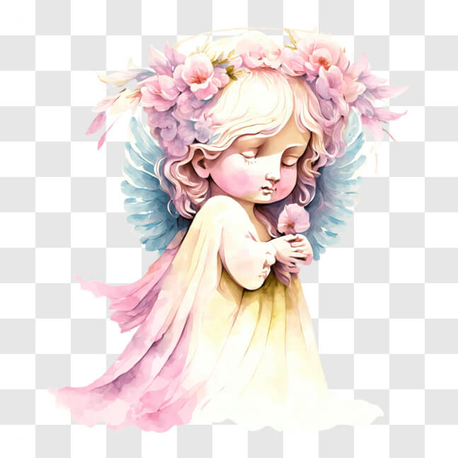 Download Small Pink Angel Holding a Symbolic Object PNGs Online ...
