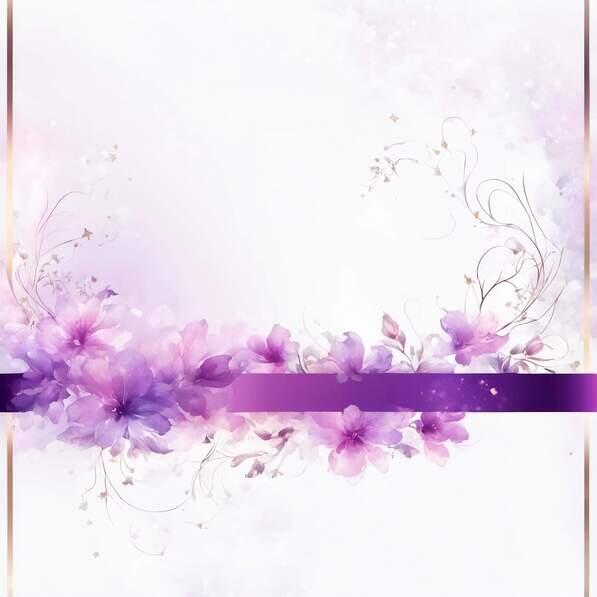 Descarga Elegante fondo blanco con flores moradas y cinta Fondos En ...