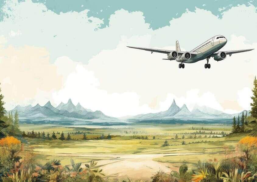 Download Airplane Flying over Landscape with Trees and Mountains ...