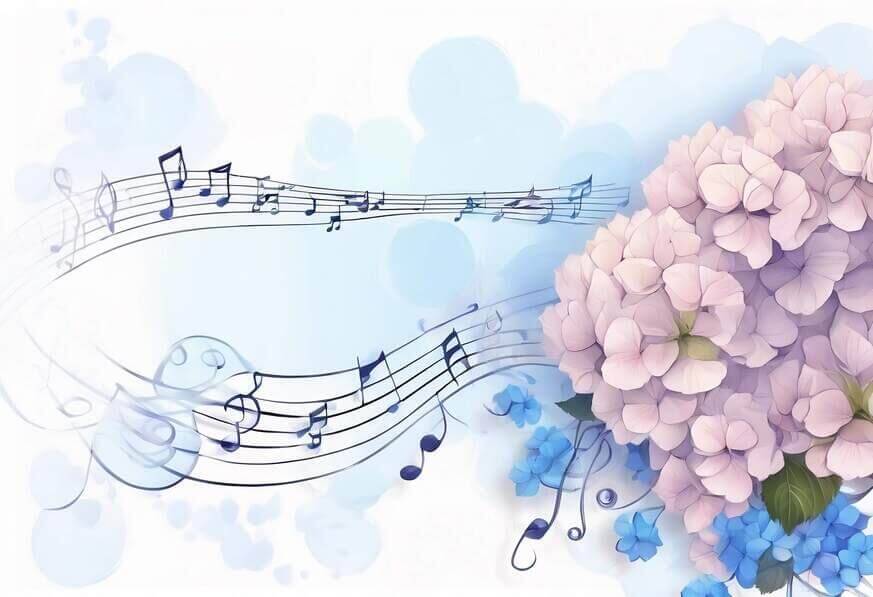 Download Colorful Musical Notes and Flowers on Blue Background ...