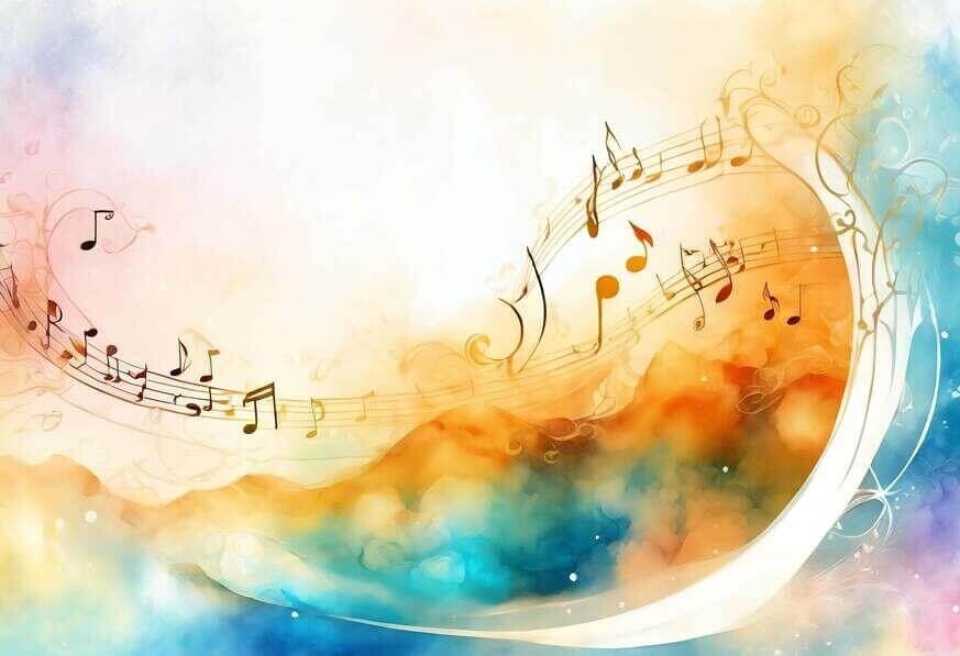 Download Colorful Background with Musical Notes and Swirls Backgrounds ...