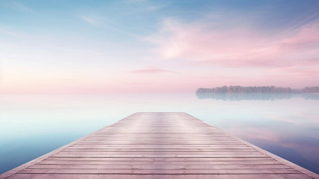 Download Wooden Pier on a Calm Lake Backgrounds Online - Creative Fabrica