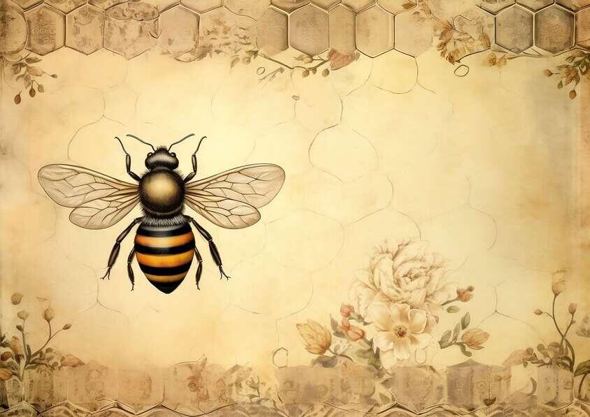 Download Vintage Bee Background with Roses and Daisies Backgrounds ...